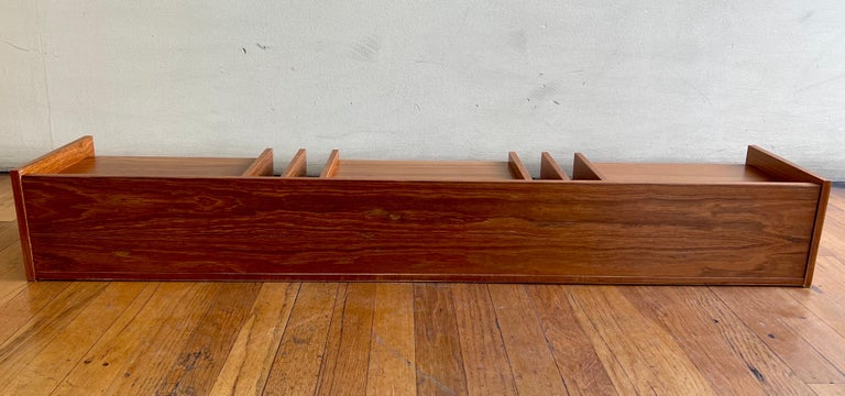 Danish Modern Teak x Long Desk Top Organizer with Double Drawer For ...