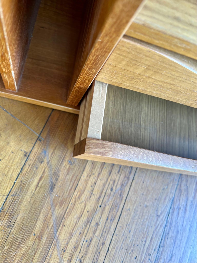 Danish Modern Teak x Long Desk Top Organizer with Double Drawer For ...
