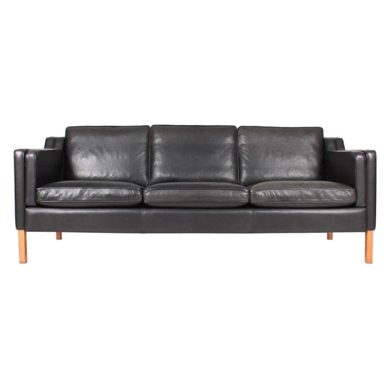 Danish Modern Three-Seat Sofa in Patinated Leather by Stouby, 1980s For ...
