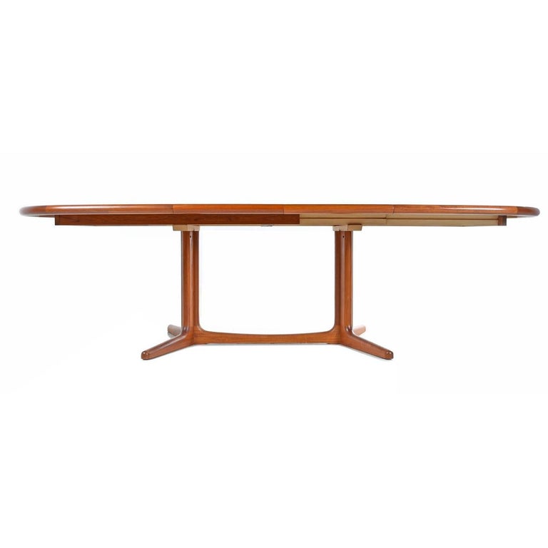 Danish Modern Trestle Base Teak Extending Dining Table, 1970s at 1stDibs
