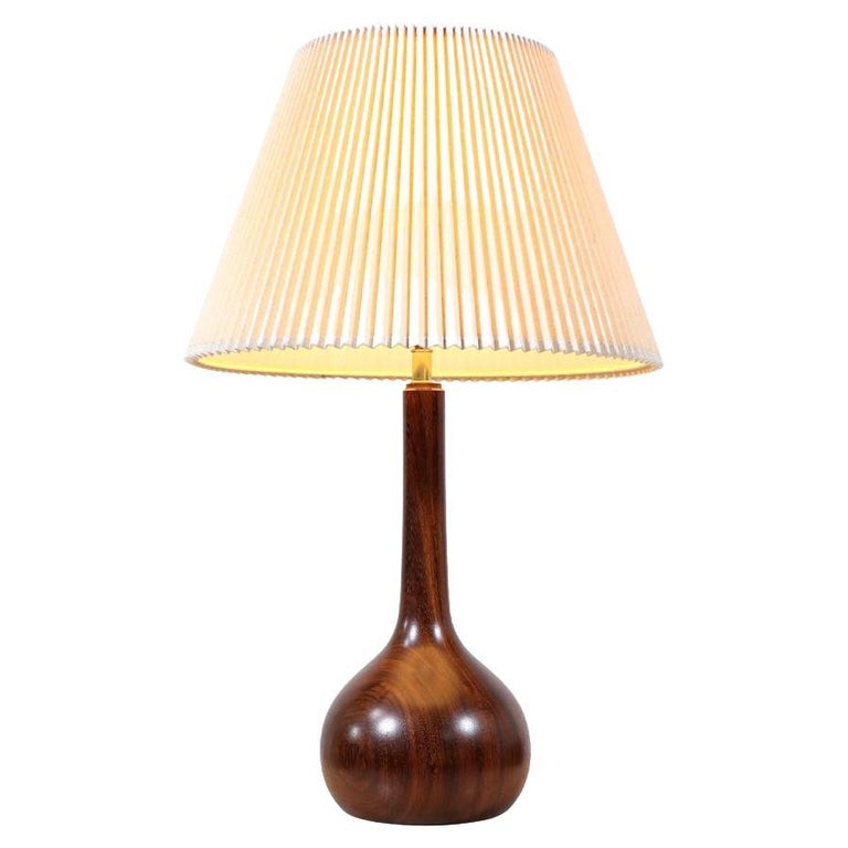 Danish Modern Turned Solid Teak Tear Drop Table Lamp For Sale at 1stDibs