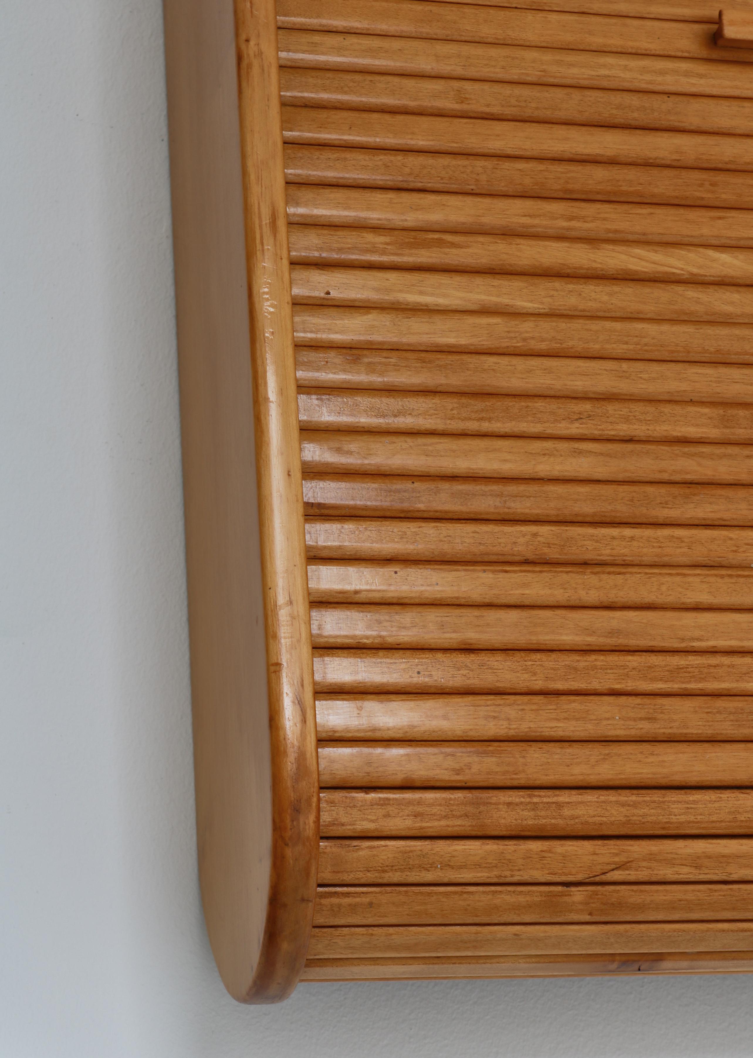 Danish Modern Wall Mounted Tambour Cabinet by Tove and Edvard Kindt ...