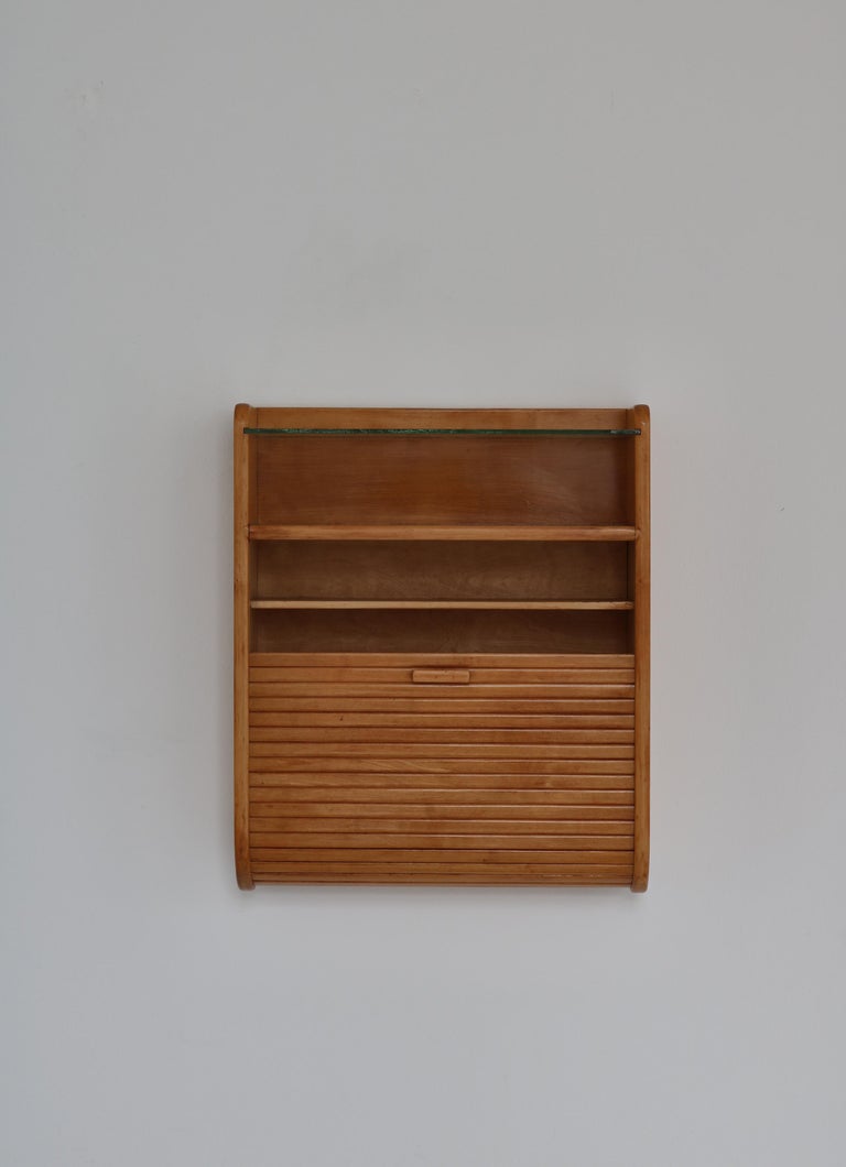 Danish Modern Wall Mounted Tambour Cabinet by Tove and Edvard Kindt ...