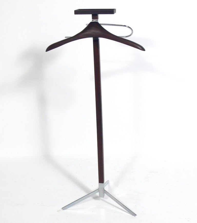 Danish Modern Walnut and Chrome Valet Stand For Sale at 1stDibs