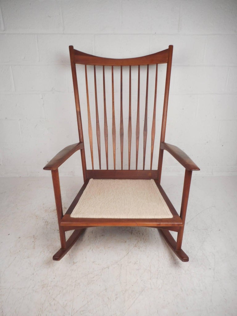 Danish Modern Walnut Rocking Chair by Selig at 1stDibs