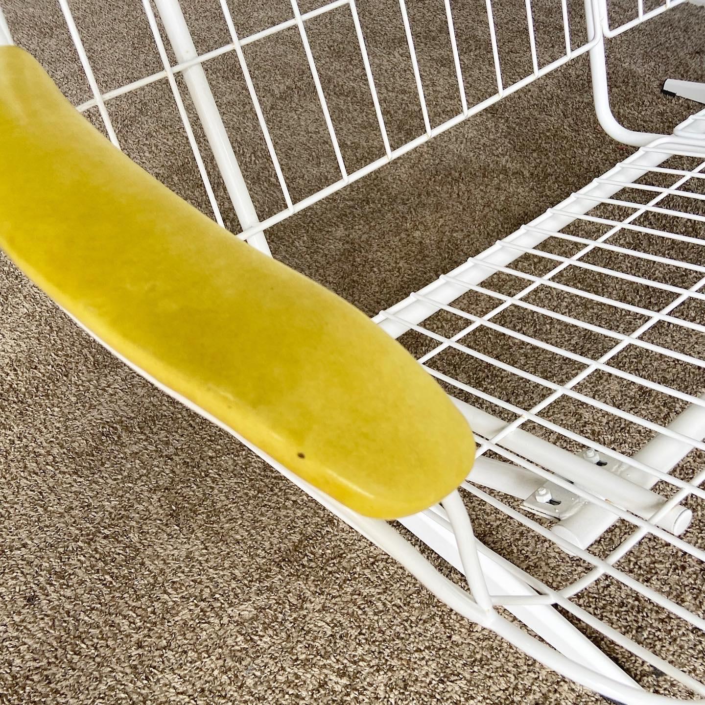 Danish Modern White Wire Metal Sofa With Yellow Arm Rests For Sale at ...