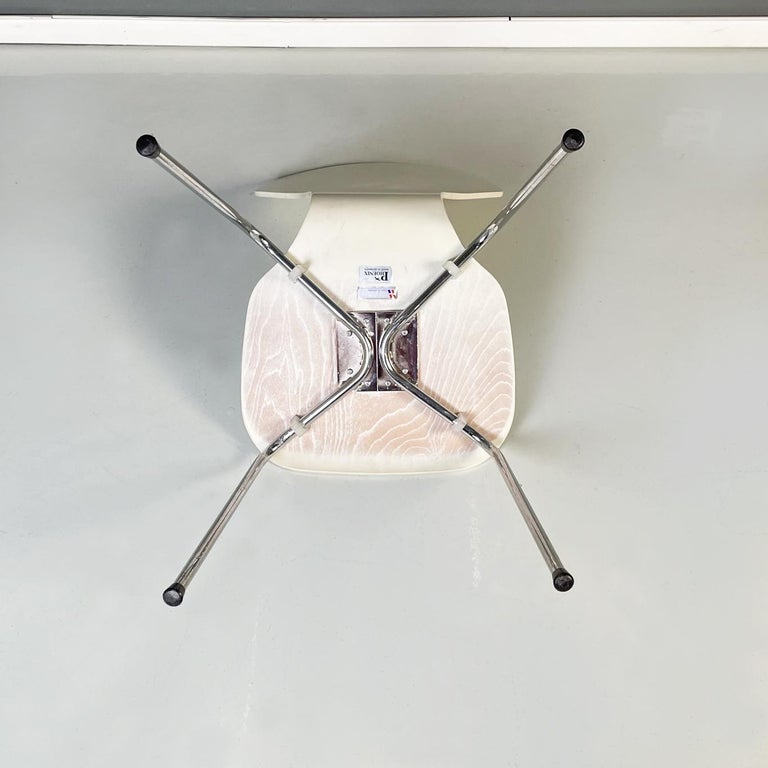 Danish Modern White Wooden and Steel Chair by Phoenix, 1970s at 1stDibs