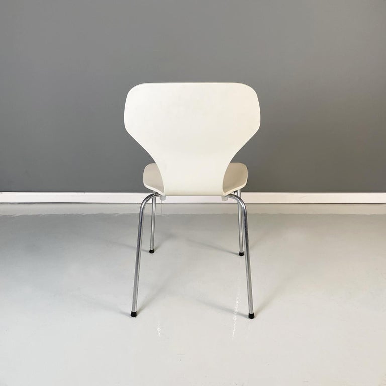 Danish Modern White Wooden and Steel Chair by Phoenix, 1970s at 1stDibs