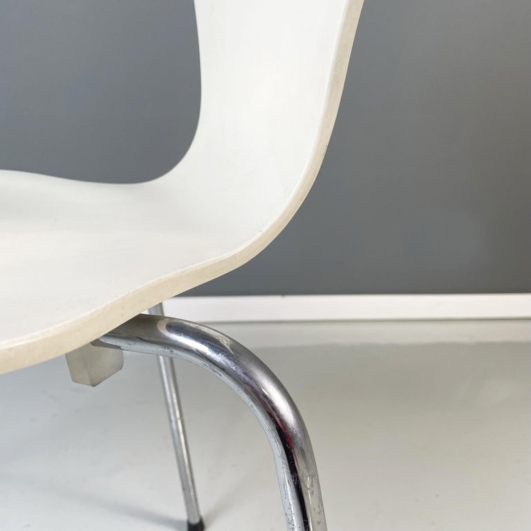 Danish Modern White Wooden and Steel Chair by Phoenix, 1970s at 1stDibs