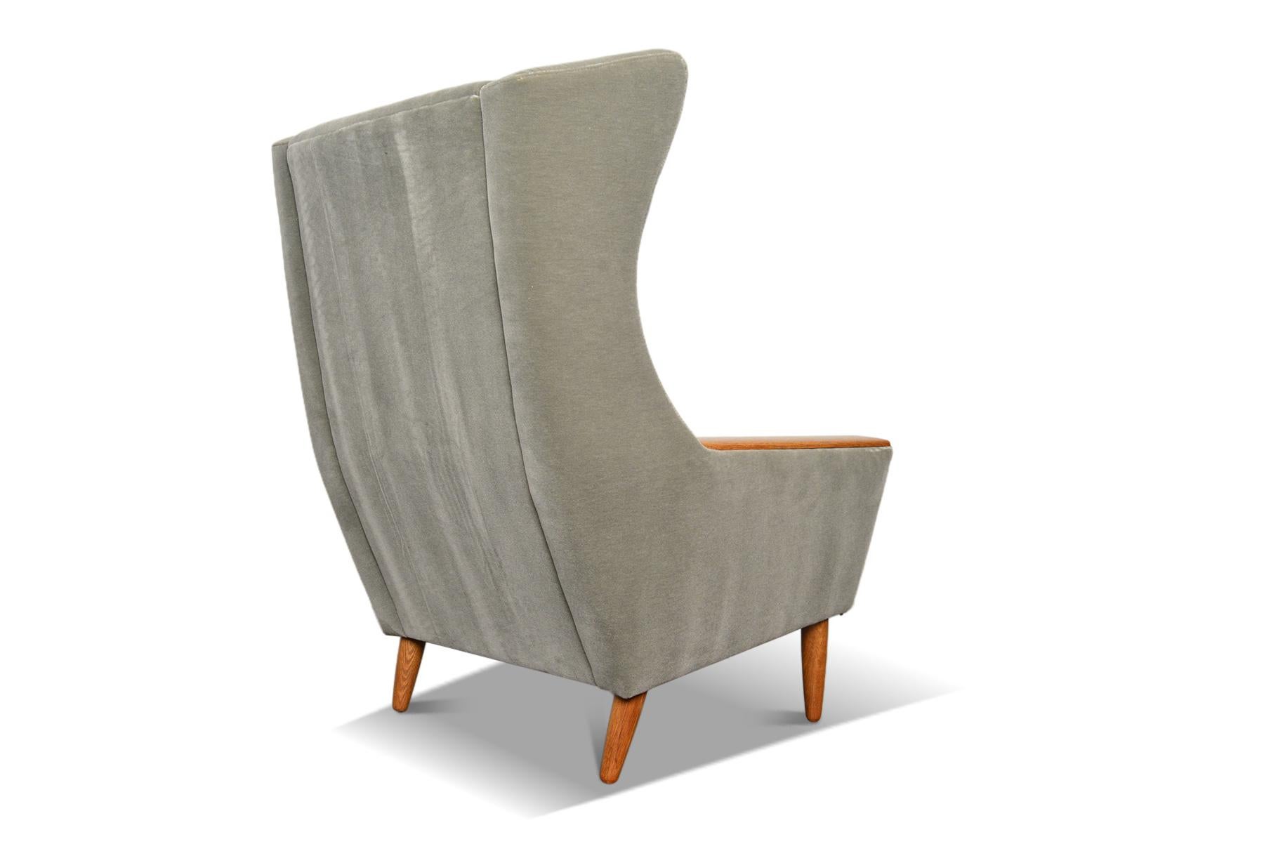 Danish Modern Wingback Lounge Chair in Mohair For Sale at 1stDibs