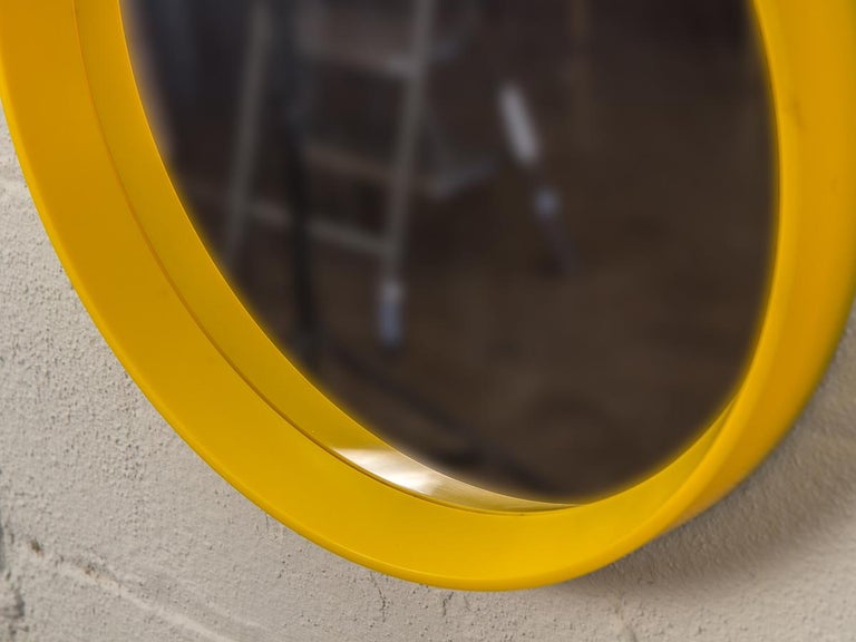 Danish Modern Yellow Circular Wall Mirror For Sale at 1stDibs