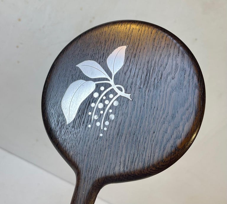 Danish Modernist Handheld Mirror in Sterling Silver and Bog Oak by Axel ...