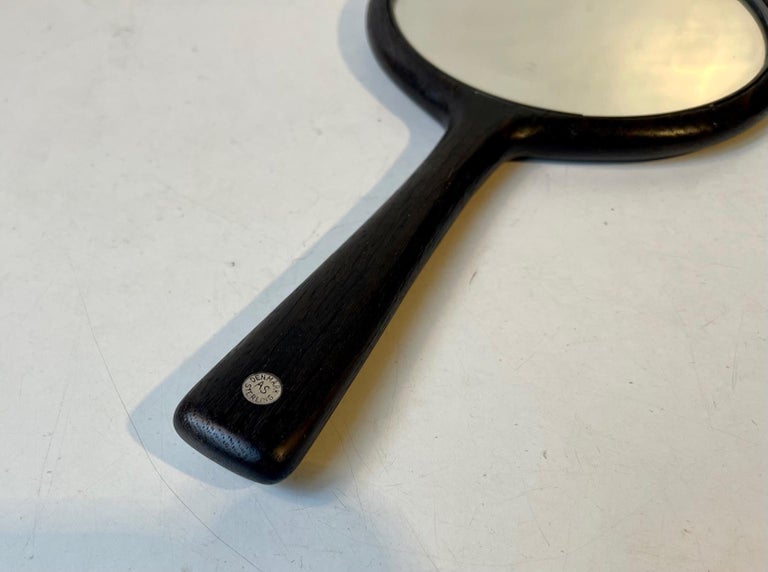 Danish Modernist Handheld Mirror in Sterling Silver and Bog Oak by Axel ...
