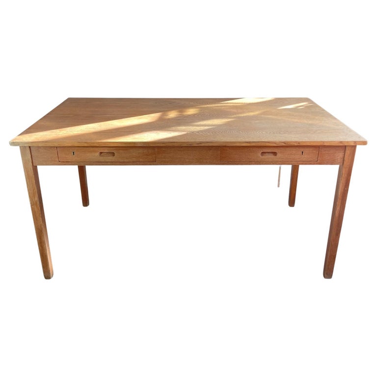 Danish Nordic Oak Desk in the style of Hans J. Wegner For Sale at 1stDibs
