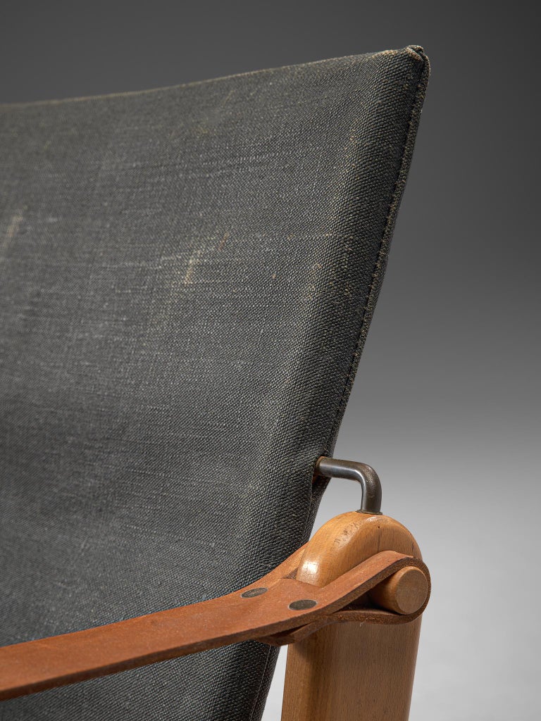 Danish Pair of Safari Chairs with Black Canvas For Sale at 1stDibs ...