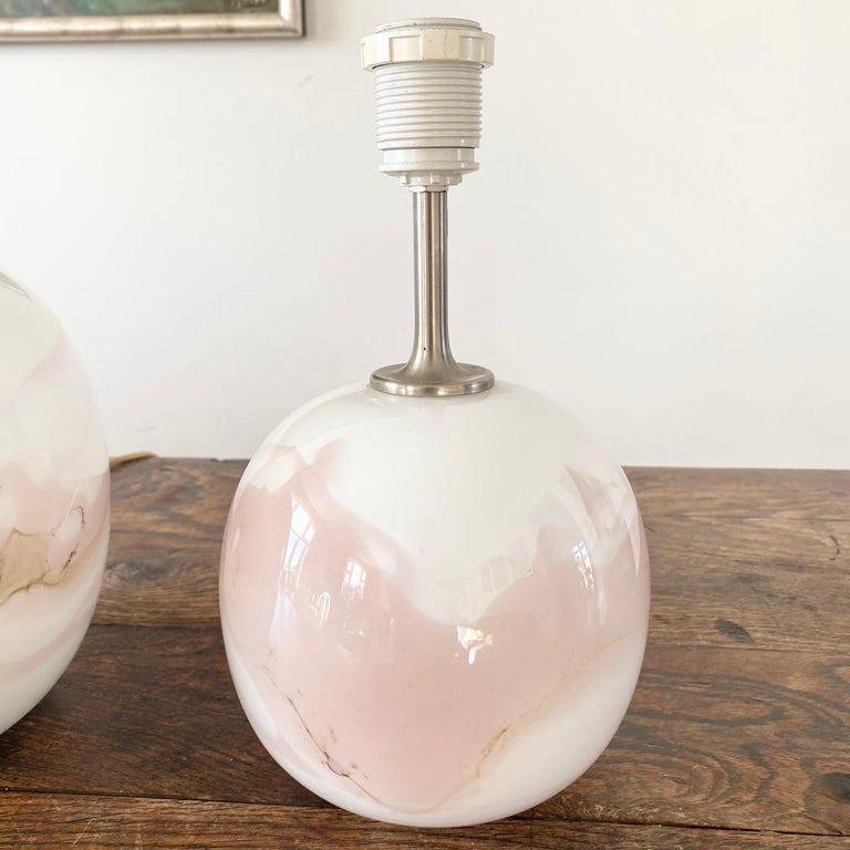 Danish Pair of Sakura Art Glass Lamps by Michael Bang for Holmegaard ...