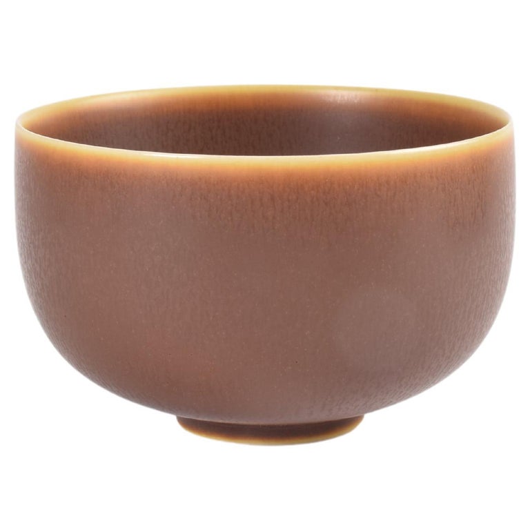 Danish Palshus Small Bowl with Brown Haresfur Glaze Midcentury Ceramic ...