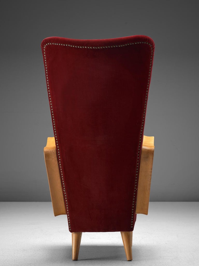 Pair of High Back Easy Chairs by Pietro Lingeri, 1950s For Sale at 1stDibs