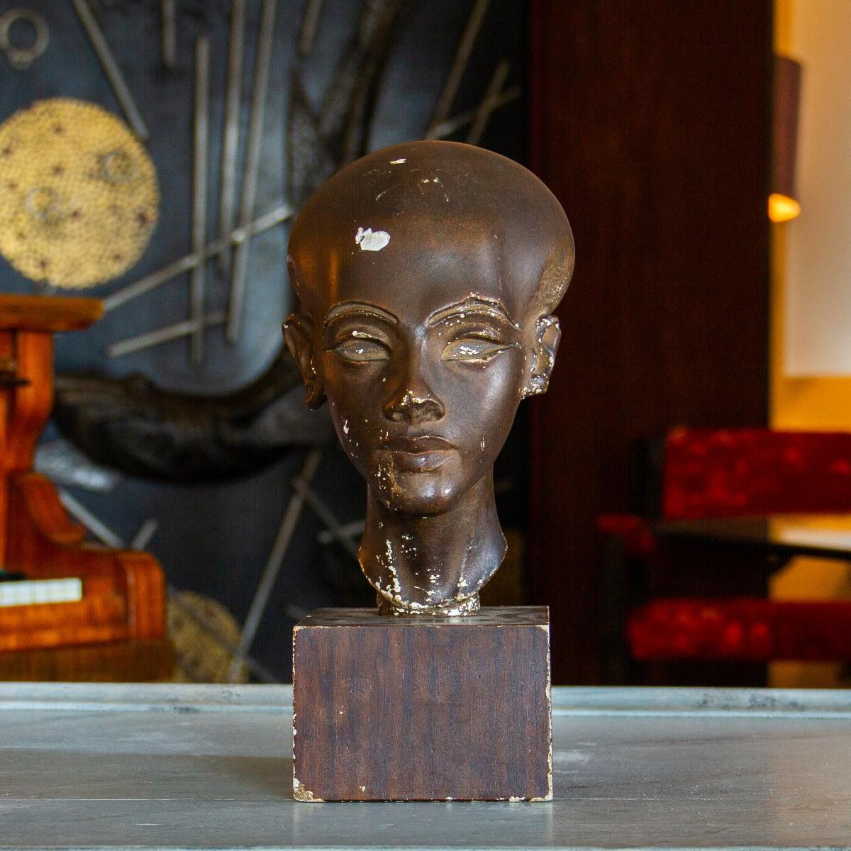 Danish Plaster Sculpture of an Egyptian Stylized Head For Sale at ...
