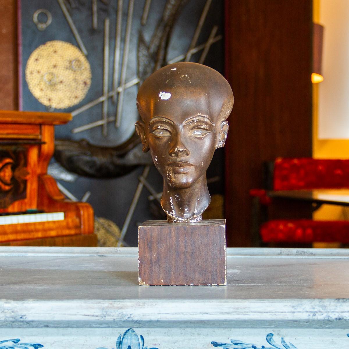 Danish Plaster Sculpture of an Egyptian Stylized Head For Sale at ...