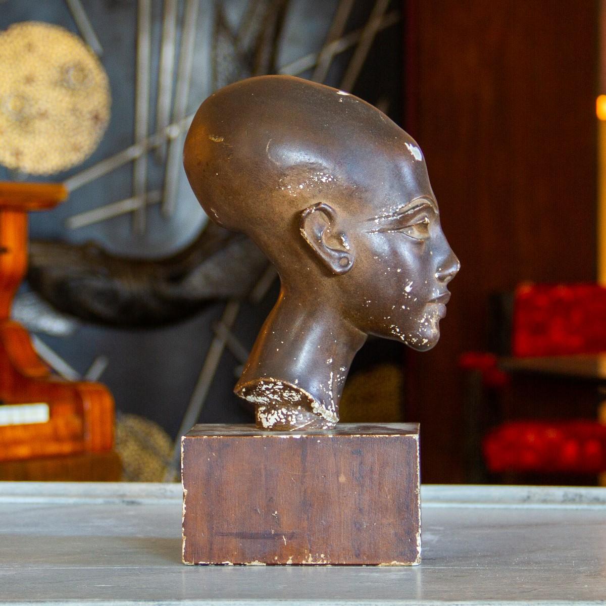 Danish Plaster Sculpture of an Egyptian Stylized Head For Sale at ...