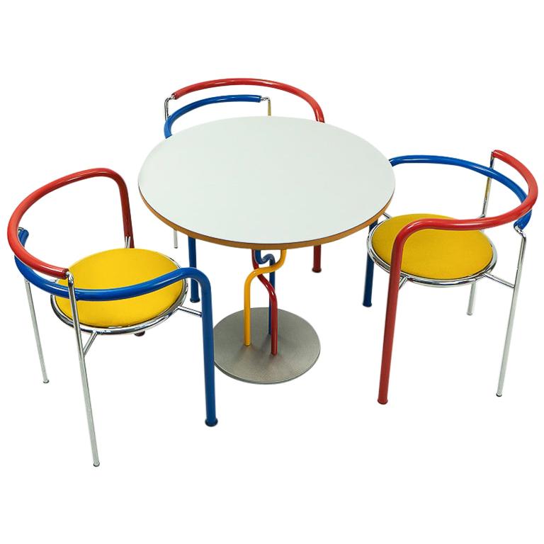 Danish Postmodern Black Horse Table Set by Sørensen and Thygesen, 1980s ...