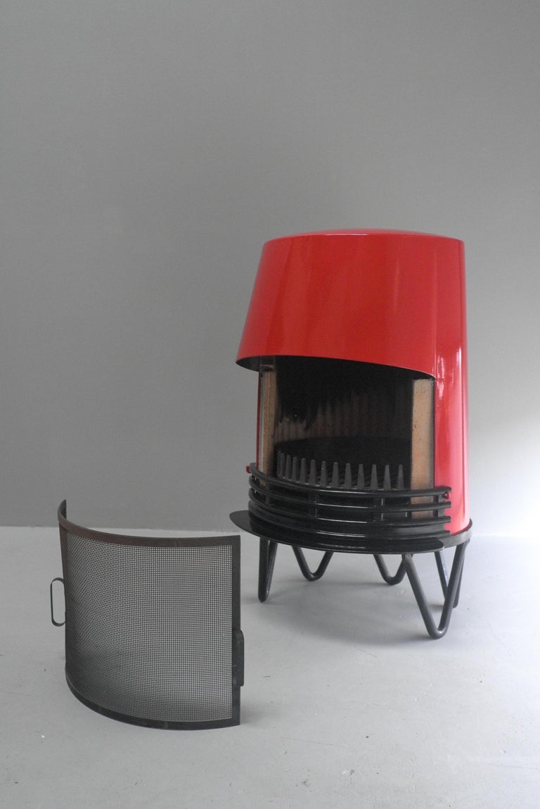 Danish Red Enameled Fireplace by Architectural Firm Hoff and Windinge ...