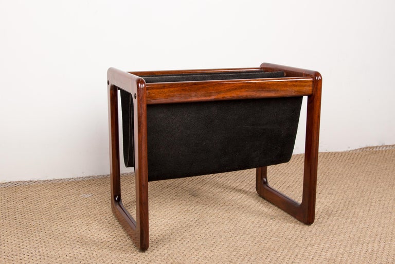 Danish Rosewood and Leather Magazine Rack by Kai Kristiansen for Odder ...