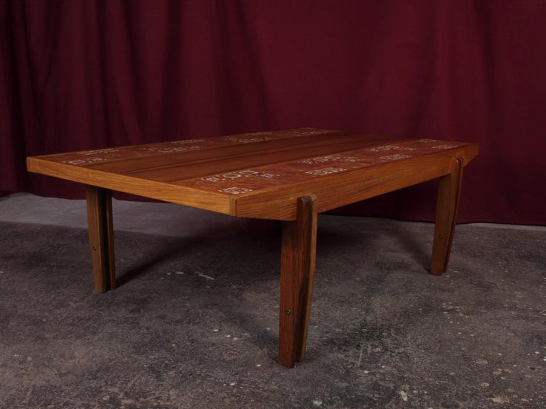 Danish Rosewood Coffee Table, Tiles, Vintage 60s 1970s For Sale at 1stDibs