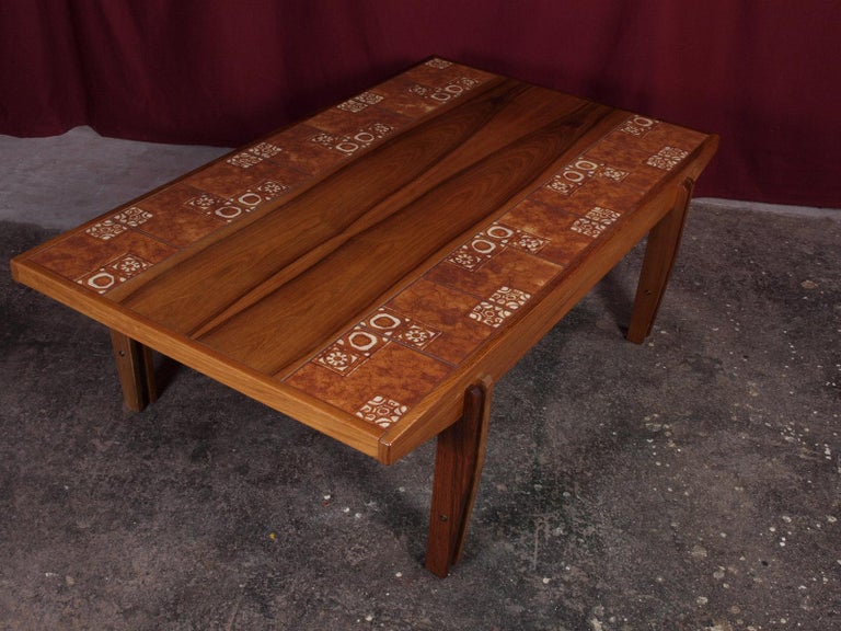 Danish Rosewood Coffee Table, Tiles, Vintage 60s 1970s For Sale at 1stDibs
