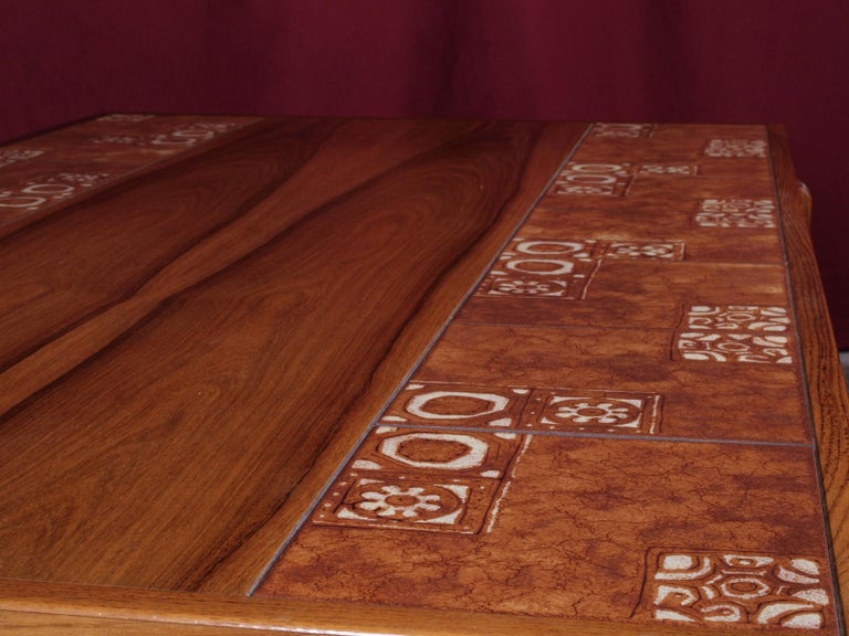 Danish Rosewood Coffee Table, Tiles, Vintage 60s 1970s For Sale at 1stDibs