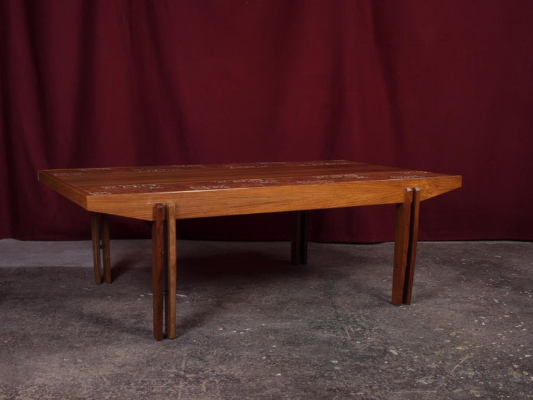 Danish Rosewood Coffee Table, Tiles, Vintage 60s 1970s For Sale at 1stDibs