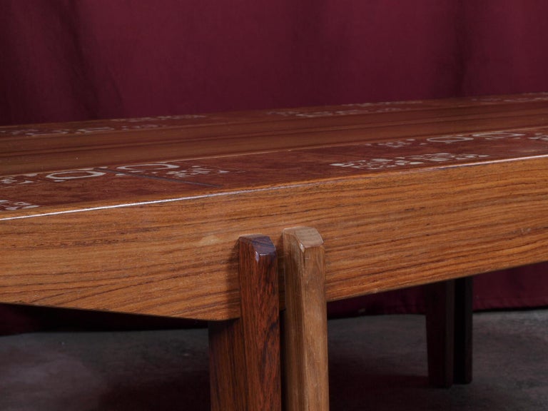 Danish Rosewood Coffee Table, Tiles, Vintage 60s 1970s For Sale at 1stDibs