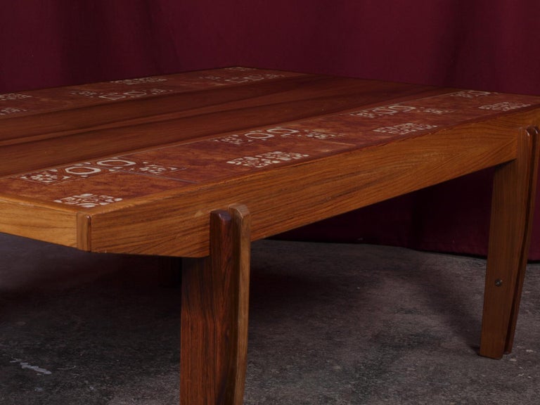 Danish Rosewood Coffee Table, Tiles, Vintage 60s 1970s For Sale at 1stDibs