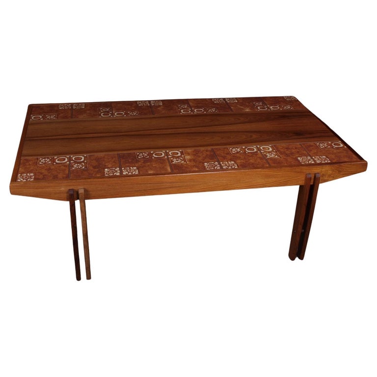 Danish Rosewood Coffee Table, Tiles, Vintage 60s 1970s For Sale at 1stDibs