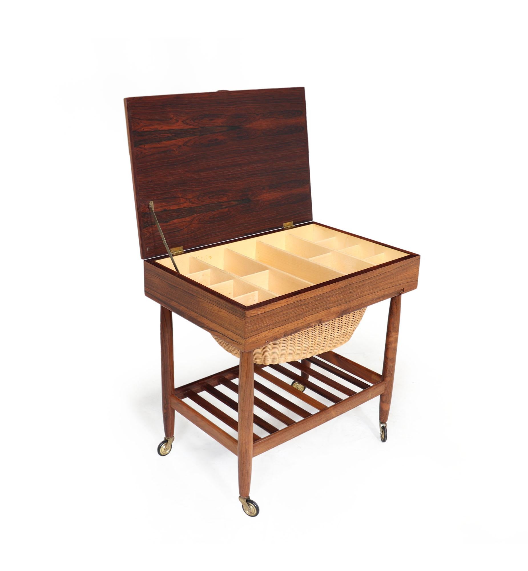 Danish Rosewood Sewing Box by Ejvind Johansson, C1960 For Sale at 1stDibs