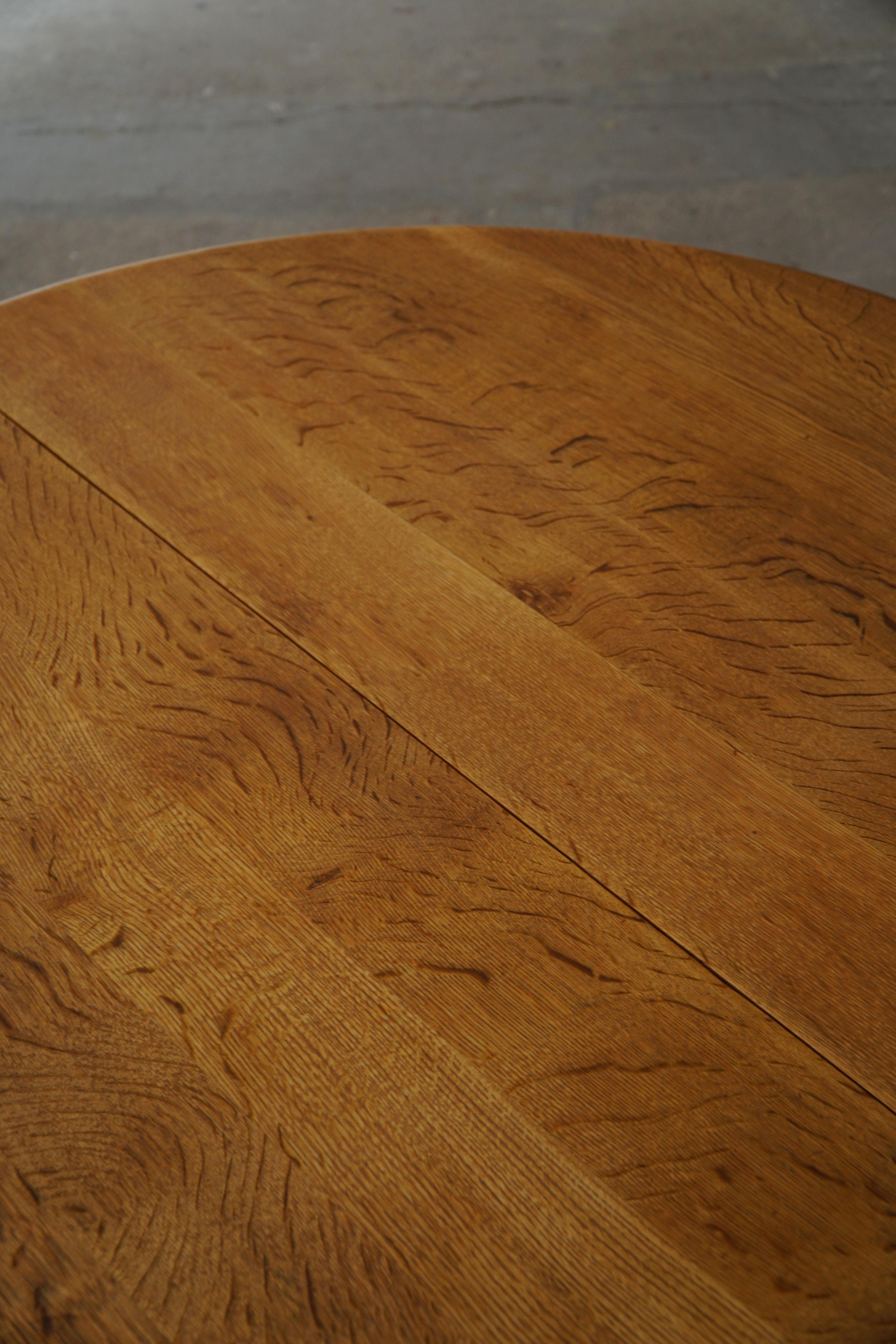Danish Round Dining Table in Solid Oak with Three Extensions ...