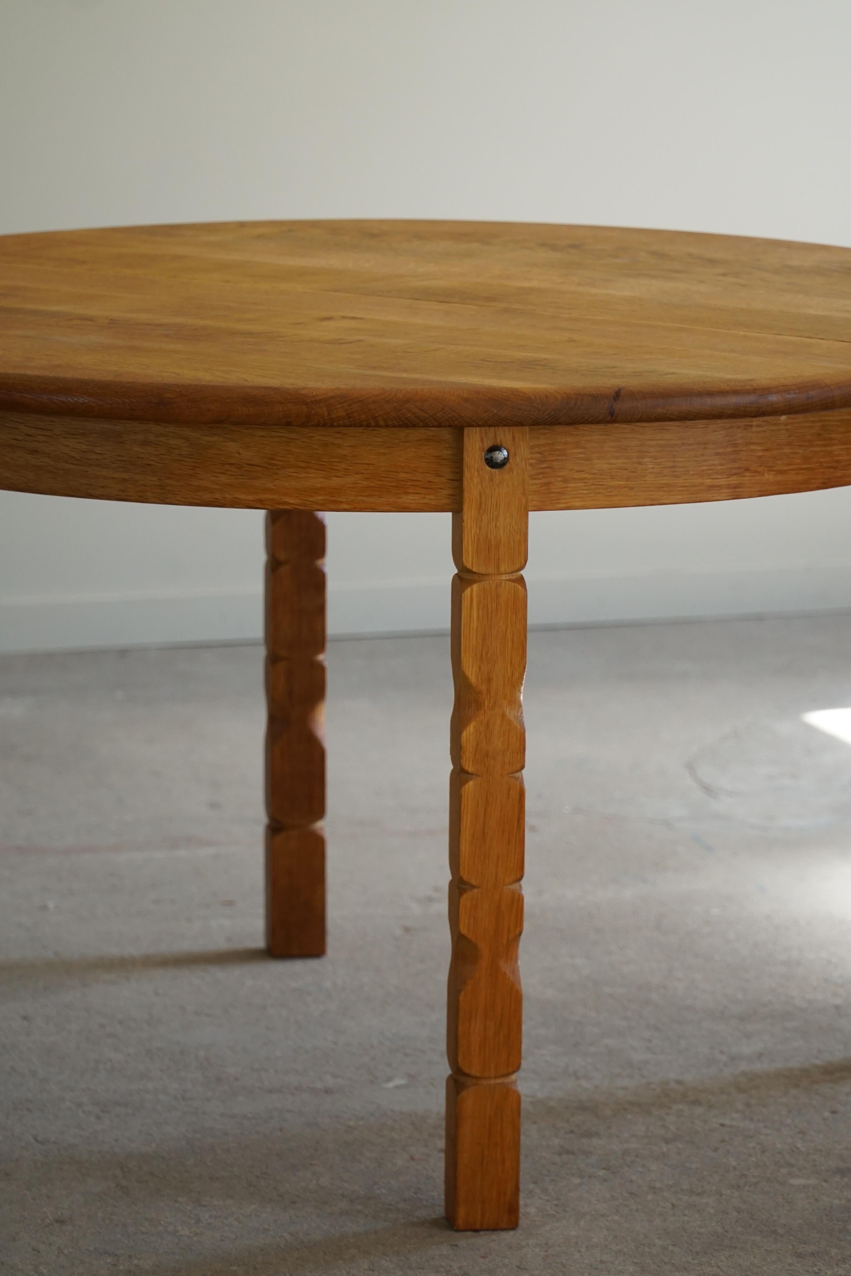 Danish Round Dining Table in Solid Oak with Three Extensions ...