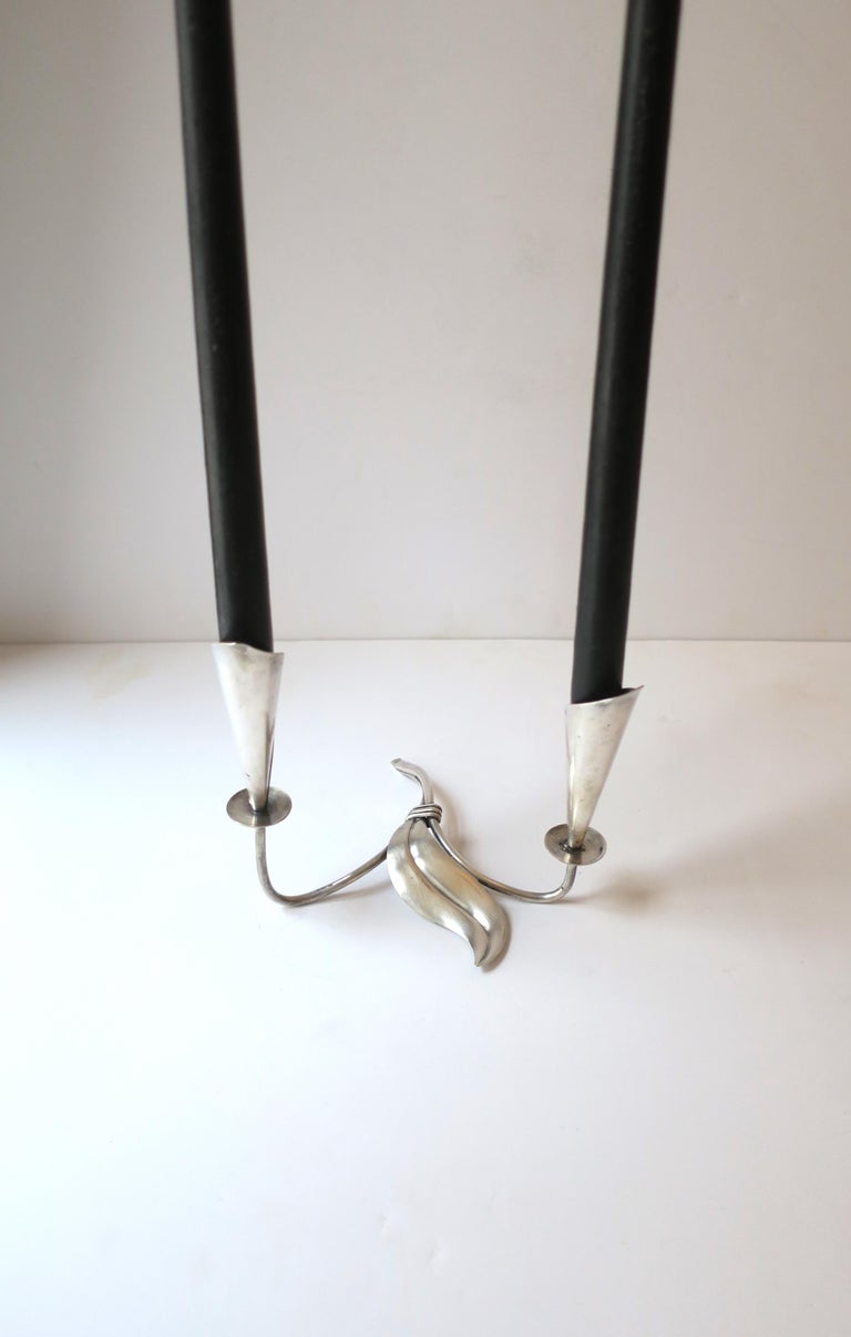 Scandinavian Modern Sterling Silver Plate Candlestick Candelabra Hans ...