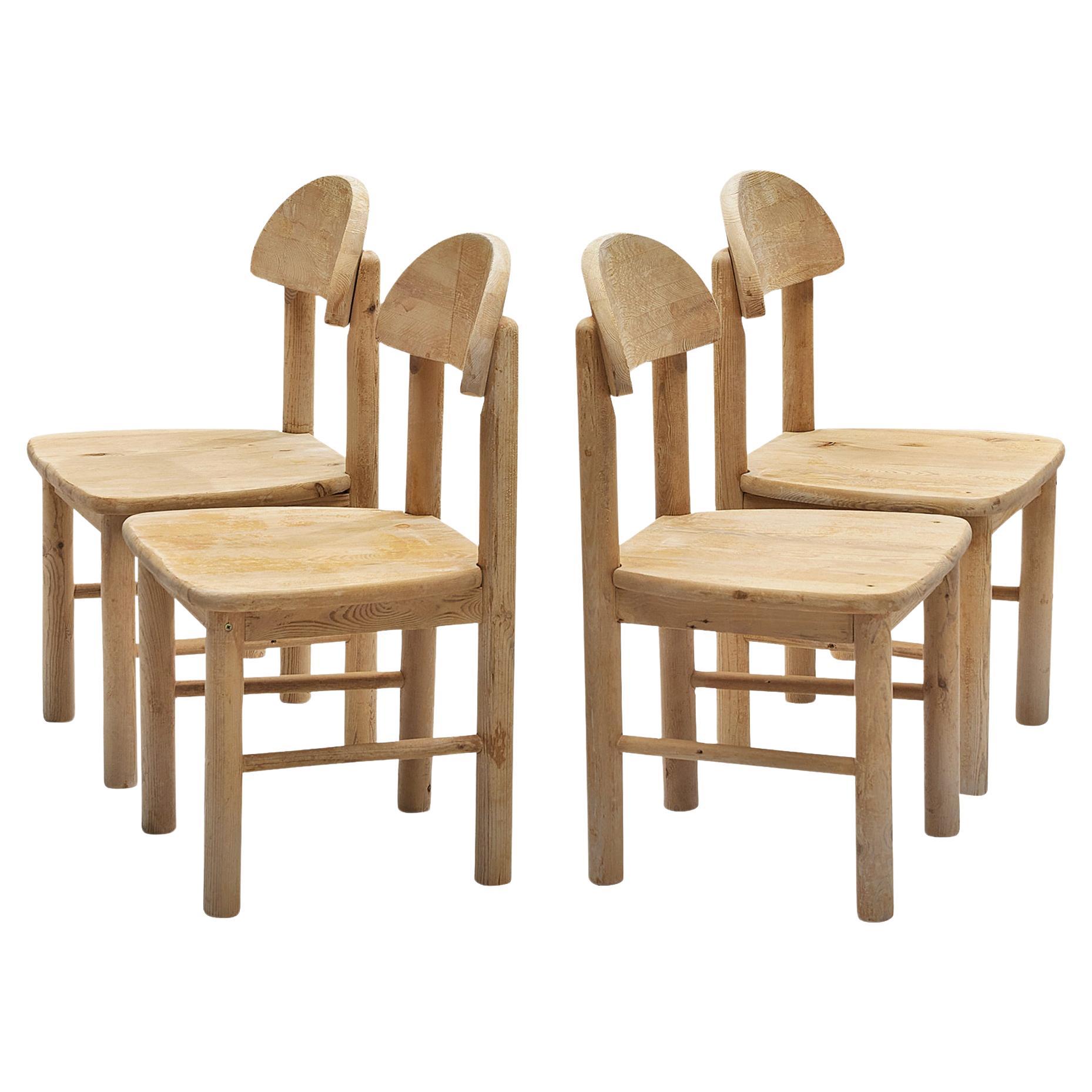 Set of Twelve Sculpted Dining Chairs in Solid Pine For Sale at 1stDibs