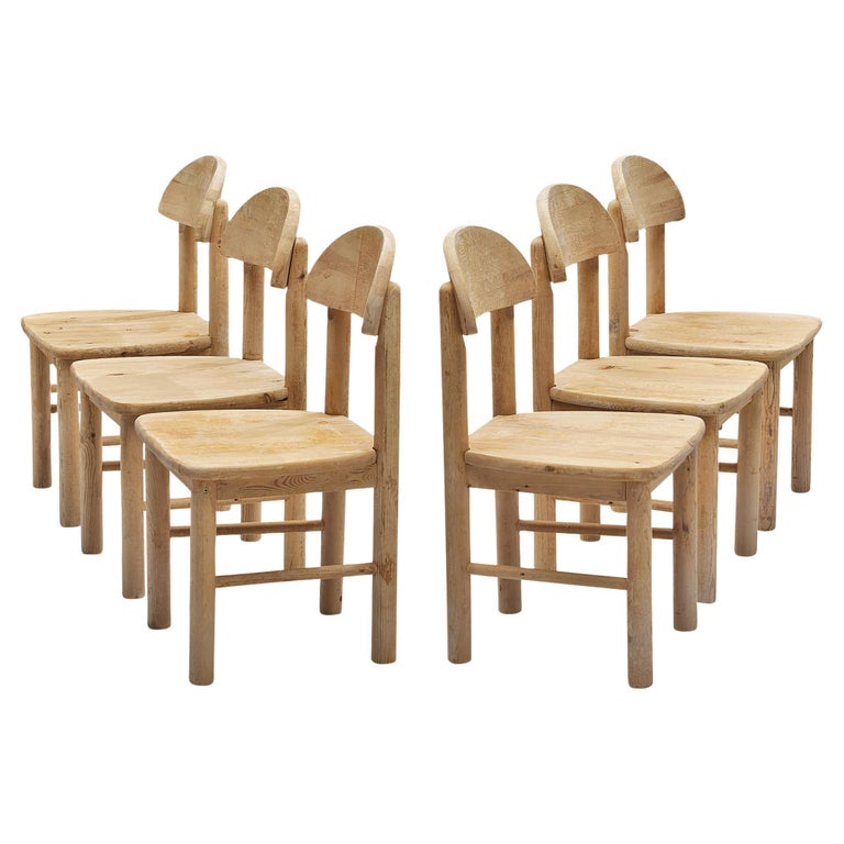 Danish Set of Dining Chairs in Solid Pine For Sale at 1stDibs