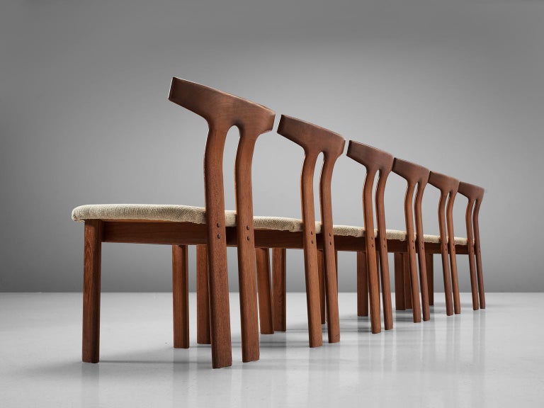 Danish Set of Six Dining Chairs with T-Shaped Backrests at 1stDibs