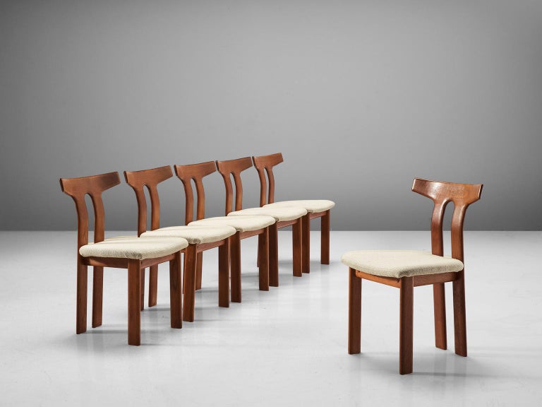Danish Set of Six Dining Chairs with T-Shaped Backrests at 1stDibs