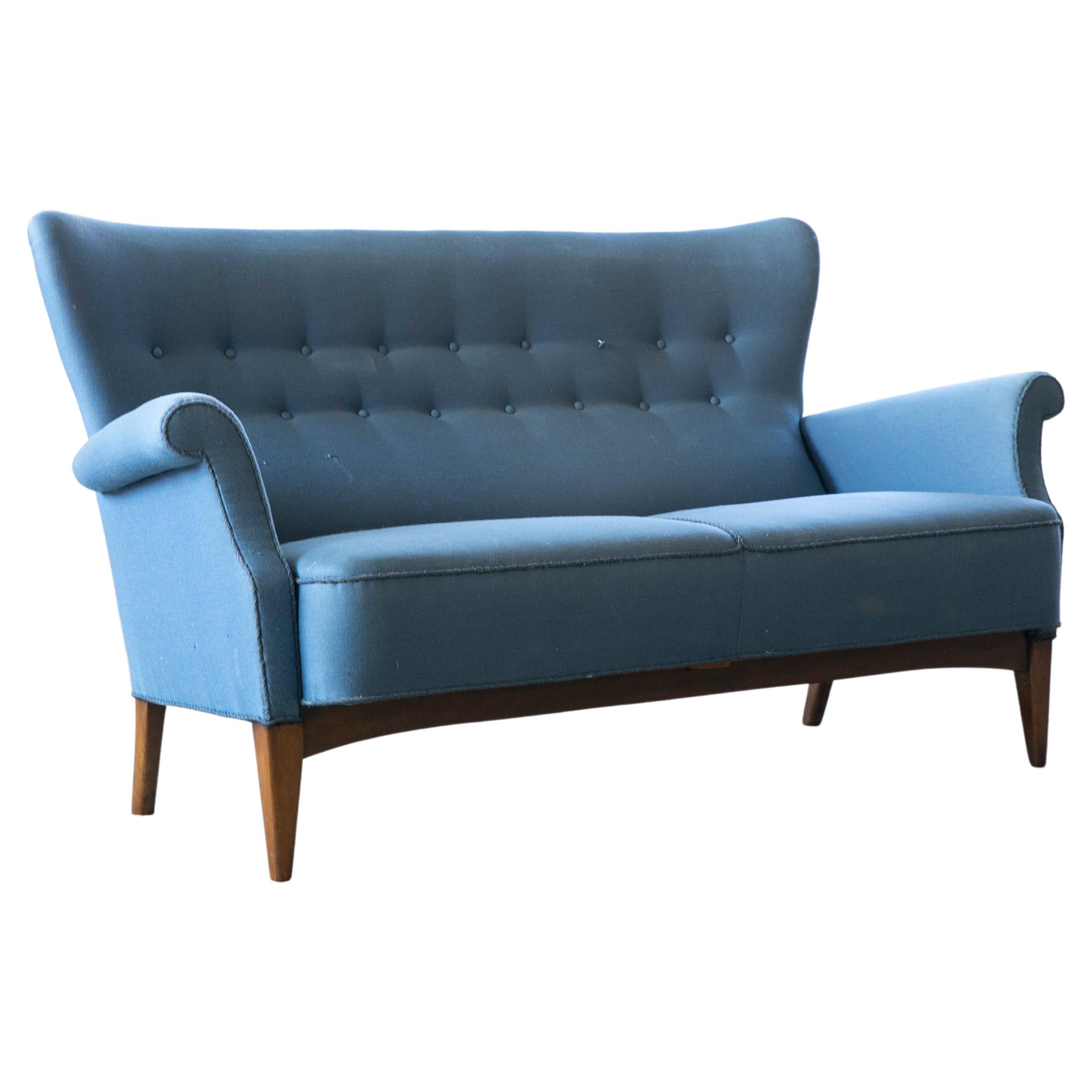 Danish Settee from Mid-1950's in Beech and Wool Fritz Hansen Model 8112 ...