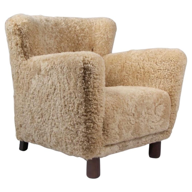 Danish Sheepskin Lounge Chair at 1stDibs