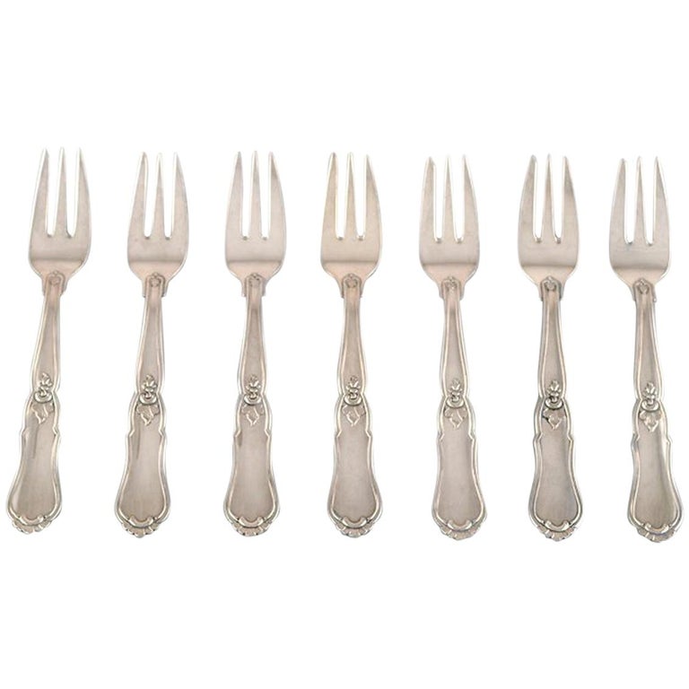 Danish Silver, 830, Seven Pastry Forks, circa 1930 For Sale at 1stDibs