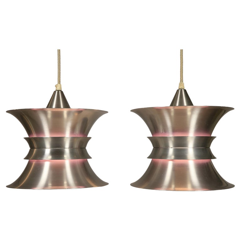Danish Silver and Purple Metal Pendant Lamps by Bent Nordsted for ...