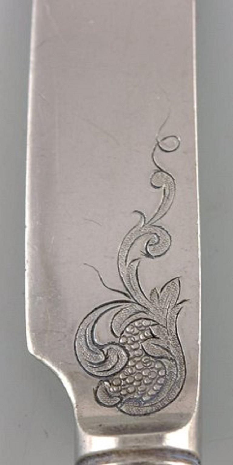 Danish Silversmith, Six Antique Knives in Silver 830, with Flower ...