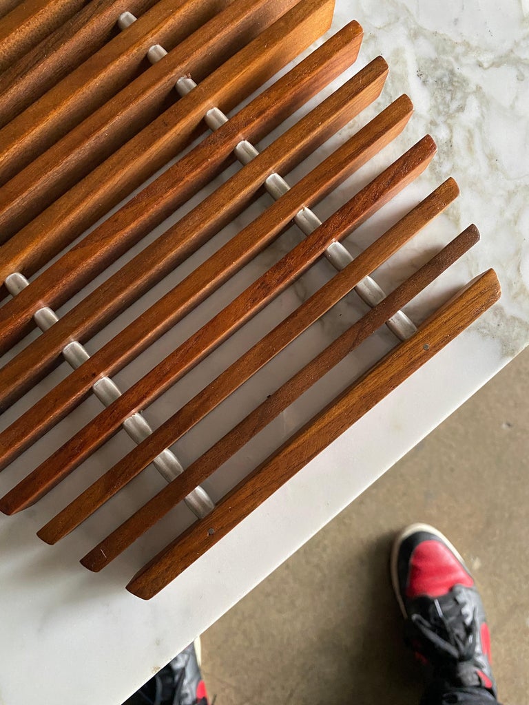 Danish Slatted Teak Trivet, 1960's For Sale at 1stDibs