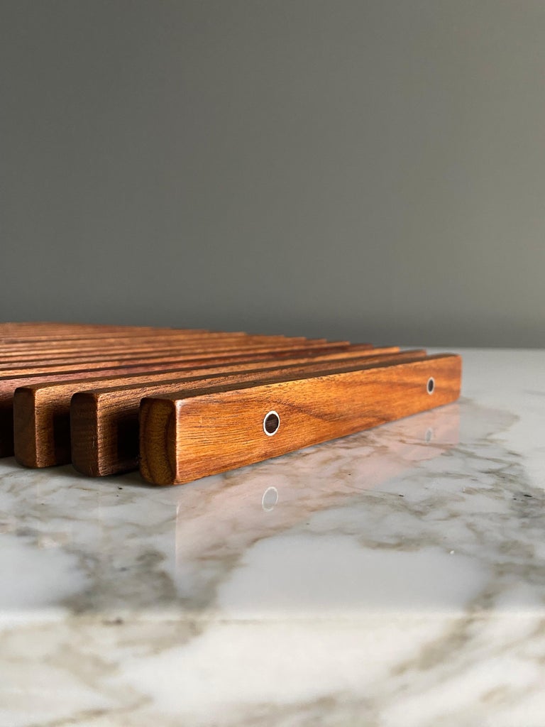 Danish Slatted Teak Trivet, 1960's For Sale at 1stDibs